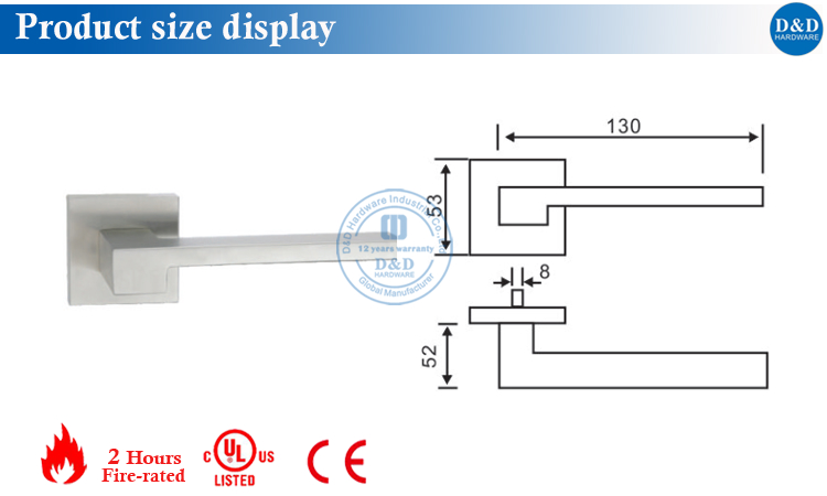 Solid Lever Internal Door Handle Square type for Hollow Metal Doors- D ...