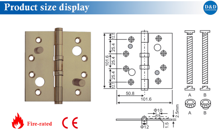 DDBH011-Solid Brass Double Security Hinge for Interior Wood Doors from ...