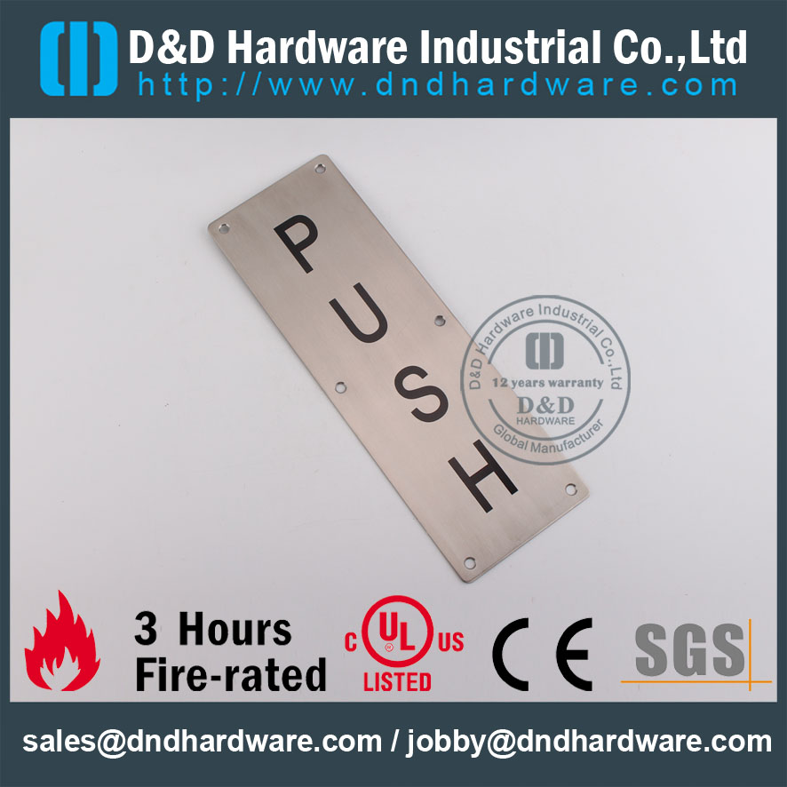 Stainless Steel 304 PUSH Plate 100x300mm for Exterior Wooden Doors - D ...
