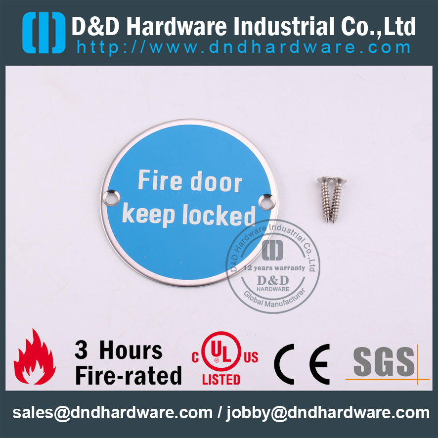 SUS304 Fire Door Indication Circular Sign Plate for Wooden Doors - D&D ...