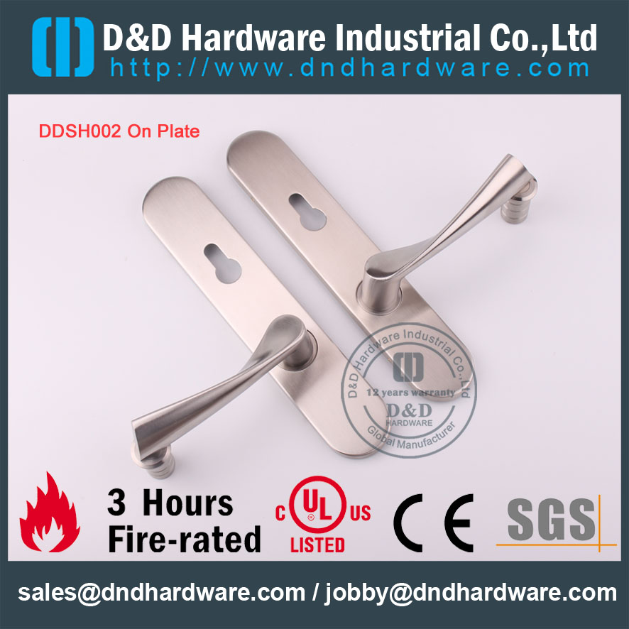 SS316 Tube L Shape Lever Handle with Backplate for Metal Door- D&D HARDWARE