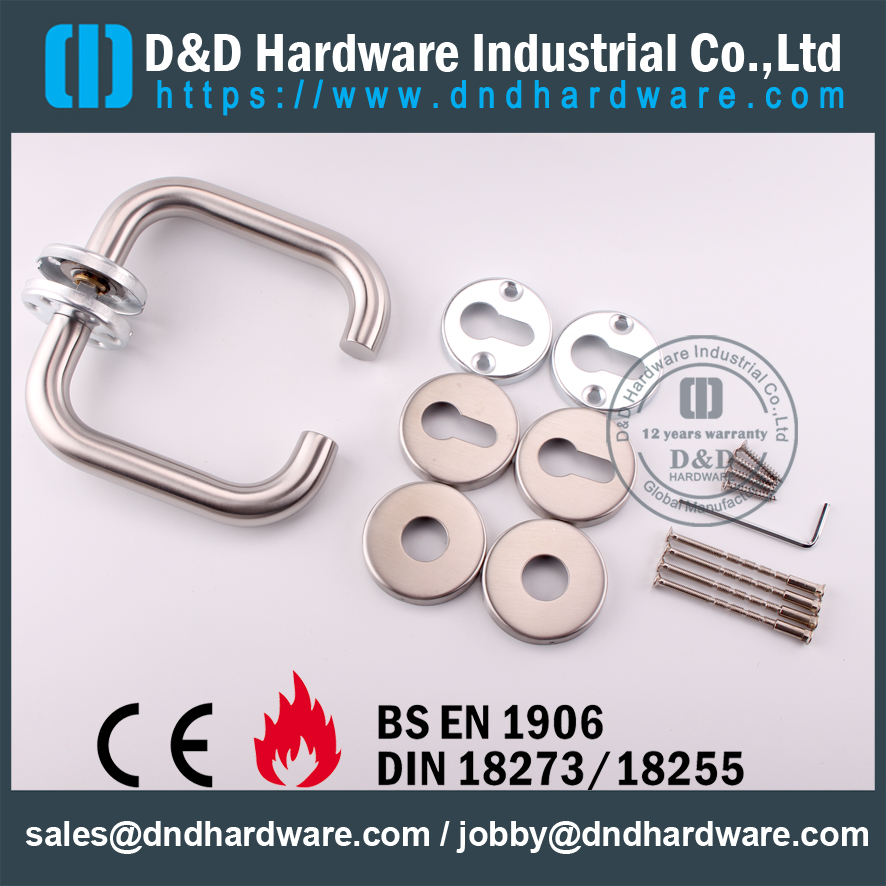 S304 Hollow U Shape Safety Fire Rated Lever Door Handle For Office ...
