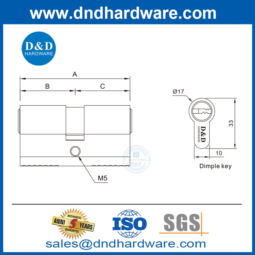 Euro High Security Lock Cylinders Double Door Cylinder Lock with Brass ...