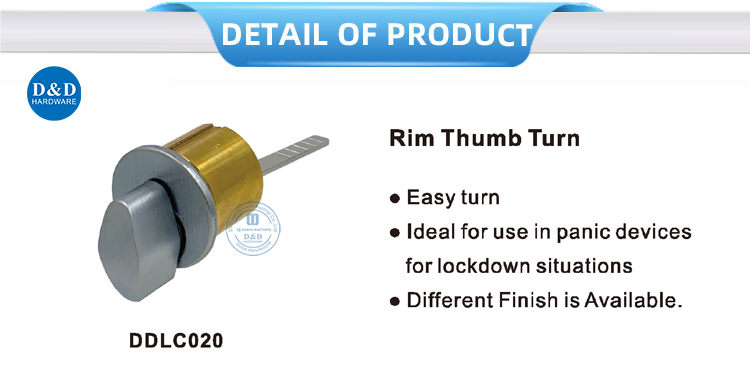 Easy Thumb Turn Rim Cylinder with Thumbturn for Panic Devices-DDLC020 ...