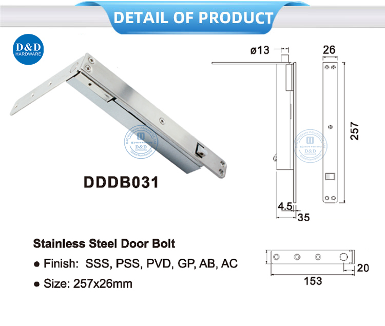 Stainless Steel Automatic Flush Bolts for Double Doors-DDDB031 from China manufacturer - D&D ...