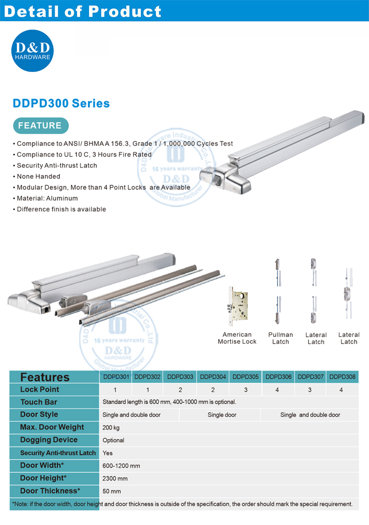 Emergency Exit Door Locks Stainless Steel And Aluminium 3 Point Panic ...