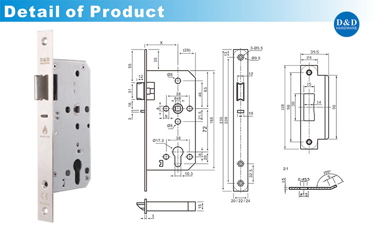 Commercial Hardware Fire Proof Lock BS EN12209 Night Latch Door Lock ...