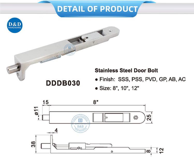 Security Door Bolts Stainless Steel Concealed Door Bolt Types for Mall ...
