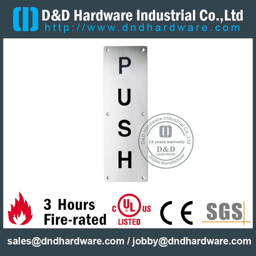 Stainless Steel 304 PUSH Plate 100x300mm for Exterior Wooden Doors - D ...