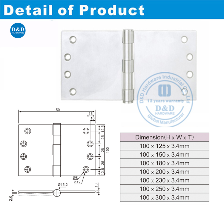 Stainless Steel Wide Projection Hinge for Timber Door-DDSS049 from ...