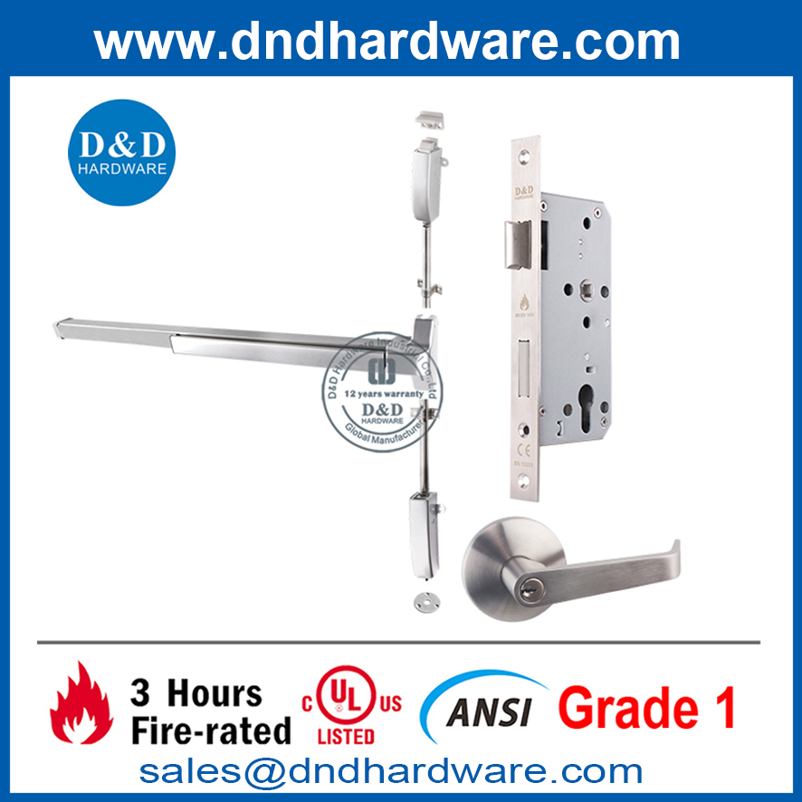 UL ANSI SS304 Vertical Rod Panic Bar Lock Fire Exit Hardware-DDPD024 ...