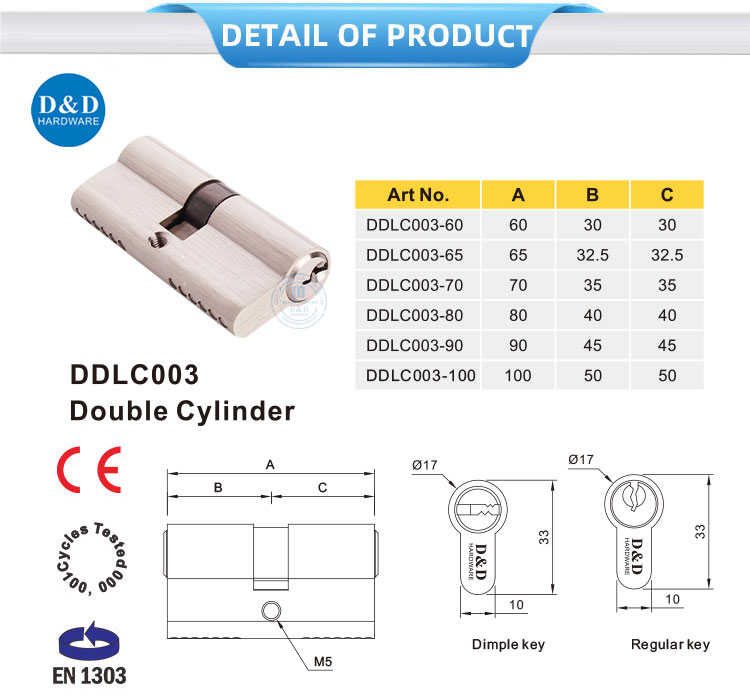 BS EN1303 Satin Nickel Door Lock Cylinder Mortise Door Lock Brass ...