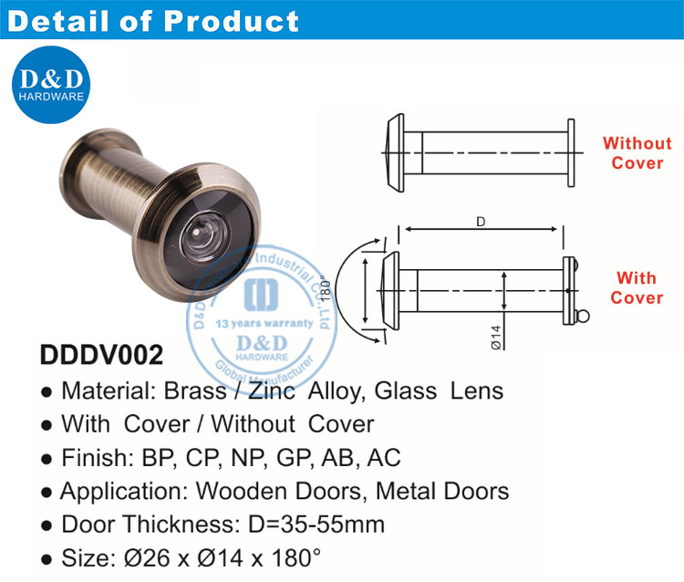 Zinc Alloy Antique Brass Large Door Peephole Viewer for Doors-DDDV002 ...