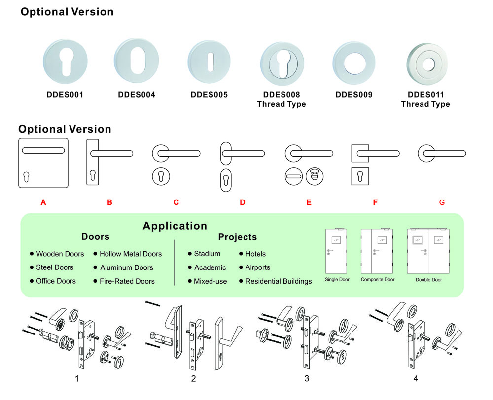 Solid Lever Internal Door Handle Square type for Hollow Metal Doors- D ...