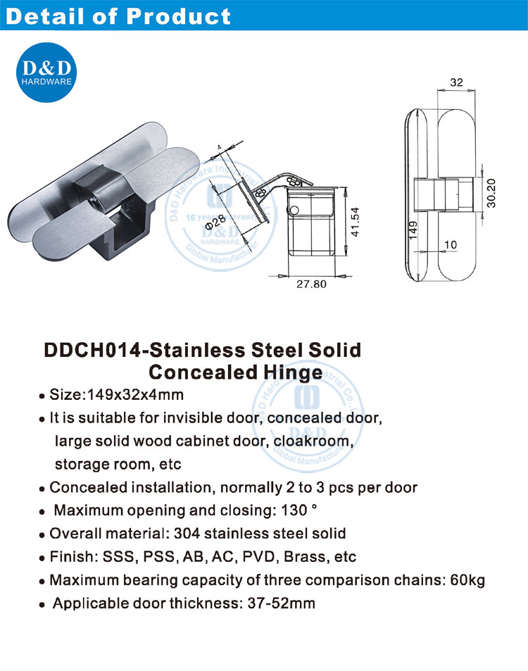 Exterior Concealed Hinges Stainless Steel 304 Solid Concealed Hinges ...
