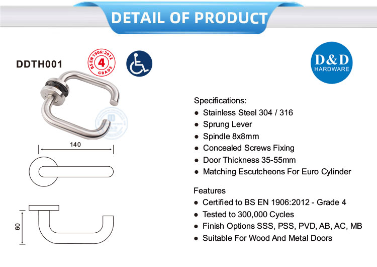 EN1906 Hollow Lever Type Commercial Door Handles for Residential ...