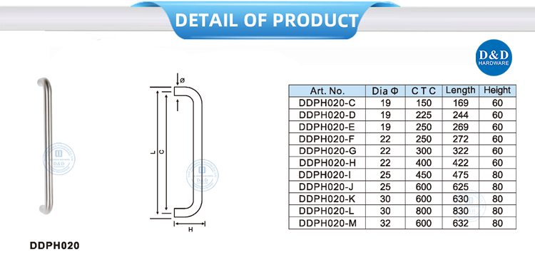 One Sided Door Handle Stainless Steel Modern Exterior Door Pull Handles ...