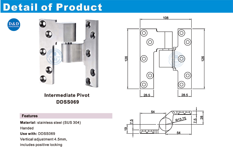 Stainless Steel Intermediate Pivot Door Hinge for Heavy Duty Door ...