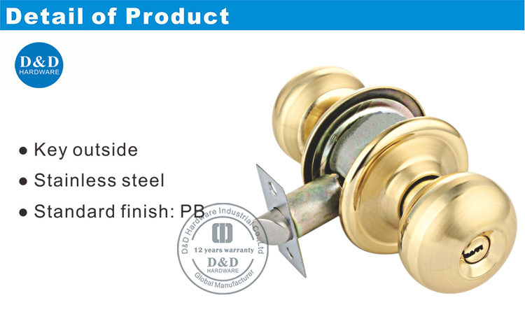 Stainless Steel Keyed Storeroom Door Knob Lock for Door-DDLK002 from ...