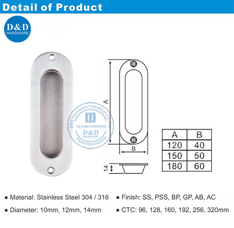 Stainless Steel Sliding Type Flush Mounted Cabinet Handle-DDFH009 from ...