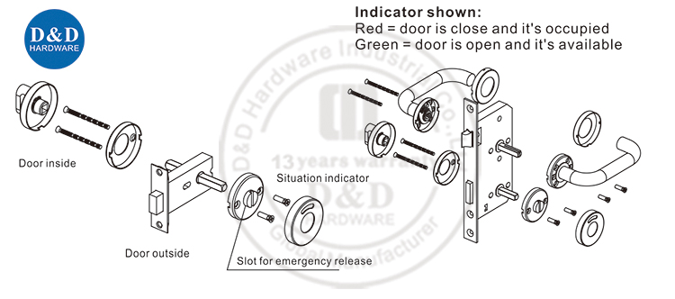 SUS 304 Thumb Turn Lock with Indicator Guide for Bathroom Door- D&D ...