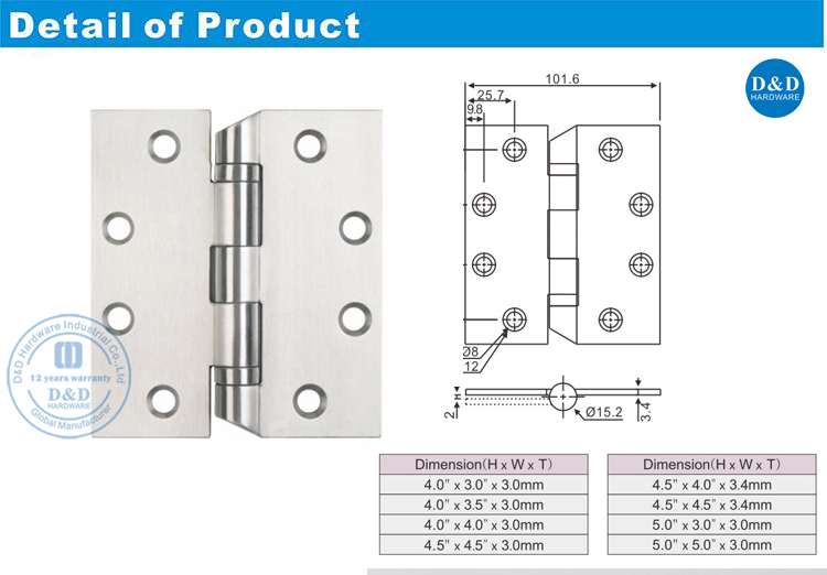 SS304 Hospital Door Hinge from China manufacturer - D&D HARDWARE