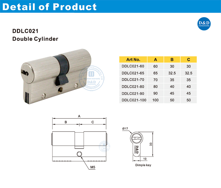 Euro Lock Core Double Cylinder High Security Door Lock Cylinder with ...