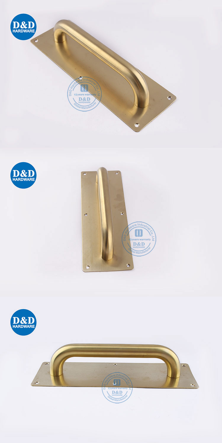 Satin Brass Stainless Steel Square Type Door Pull Handle with Plate ...