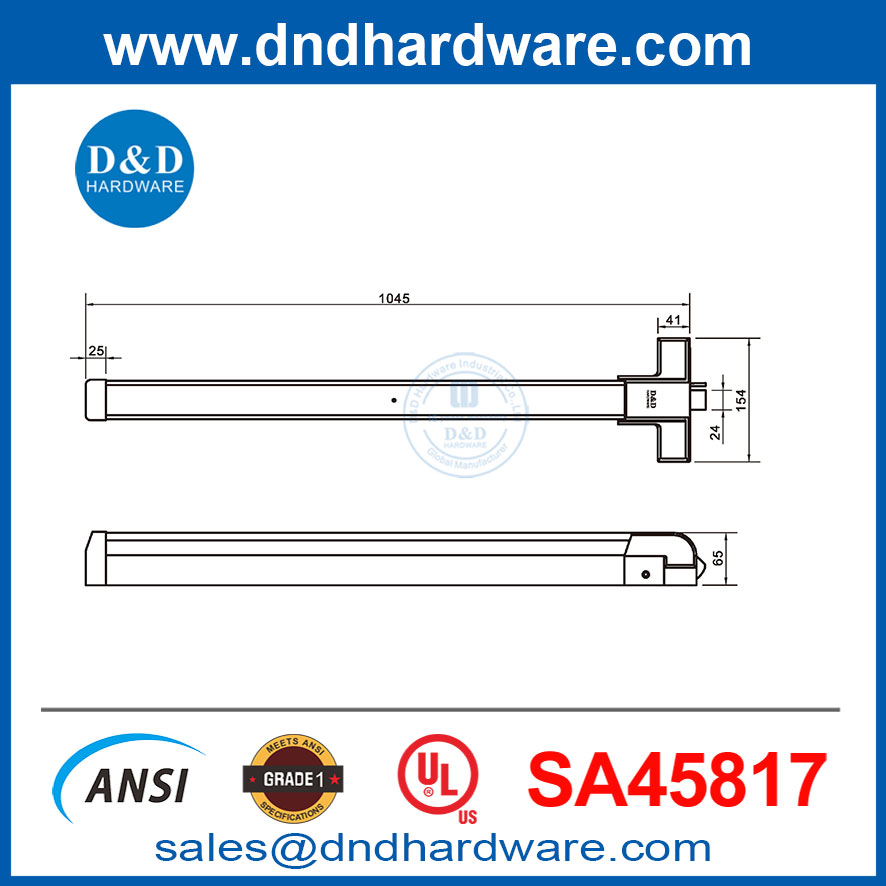 UL Emergency Exit Door Push Bar Steel Panic Bar Door Hardware-DDPD026 ...