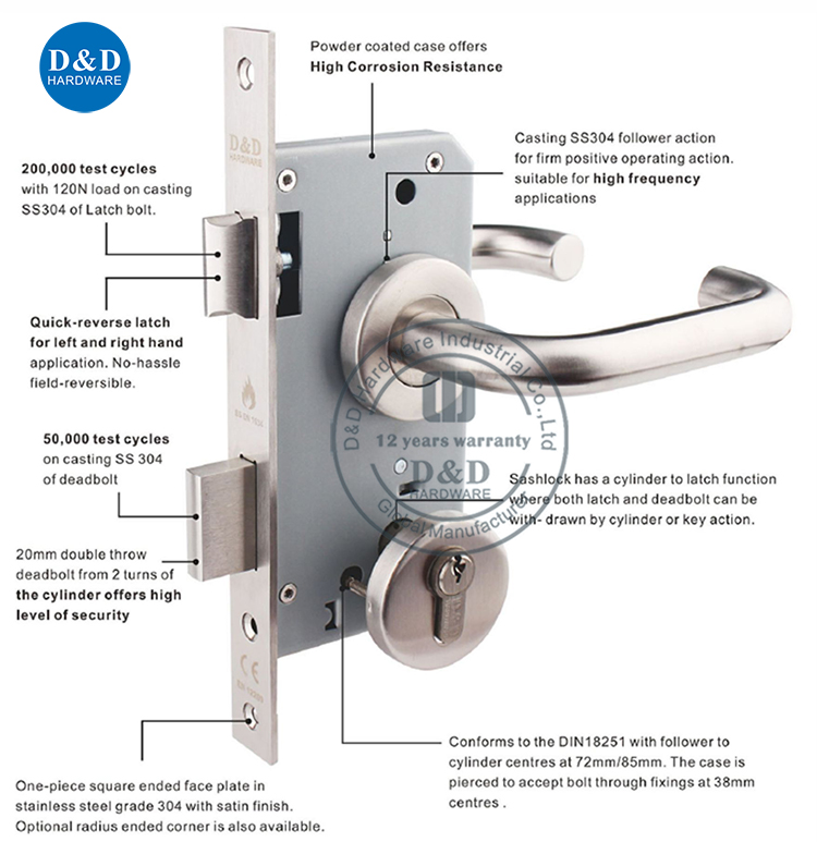 EN12209 Fire Rated Security Lock 4585 Front Door Key Lock-DDML026 from ...