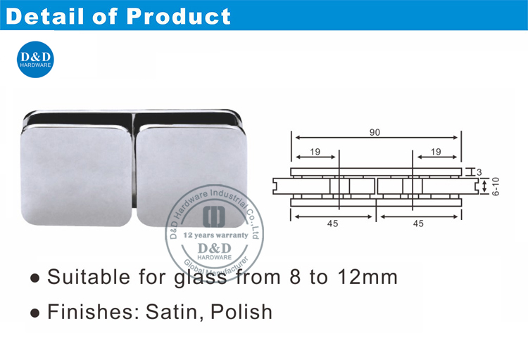 180 Degree Standard SUS316 Round Corner Glass Door Retainer Clip ...
